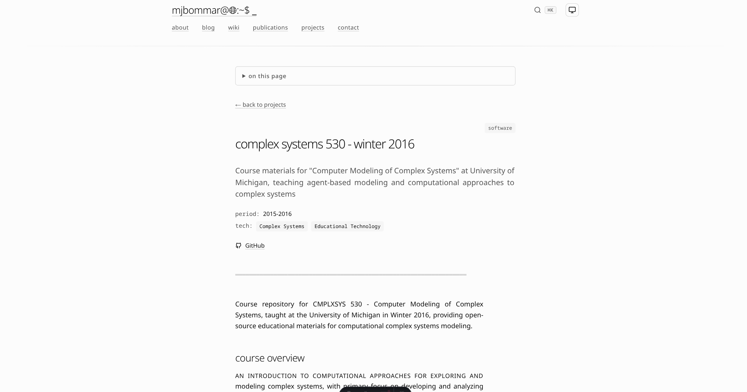Complex Systems 530 - Winter 2016 | mike bommarito