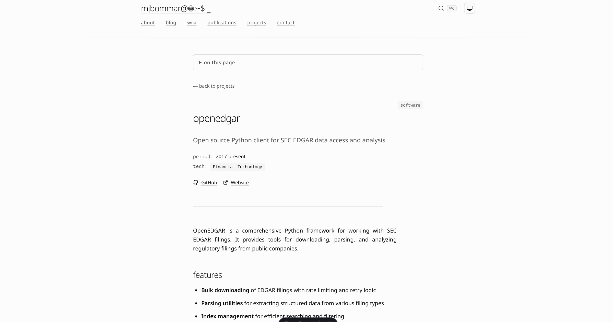 OpenEDGAR | mike bommarito