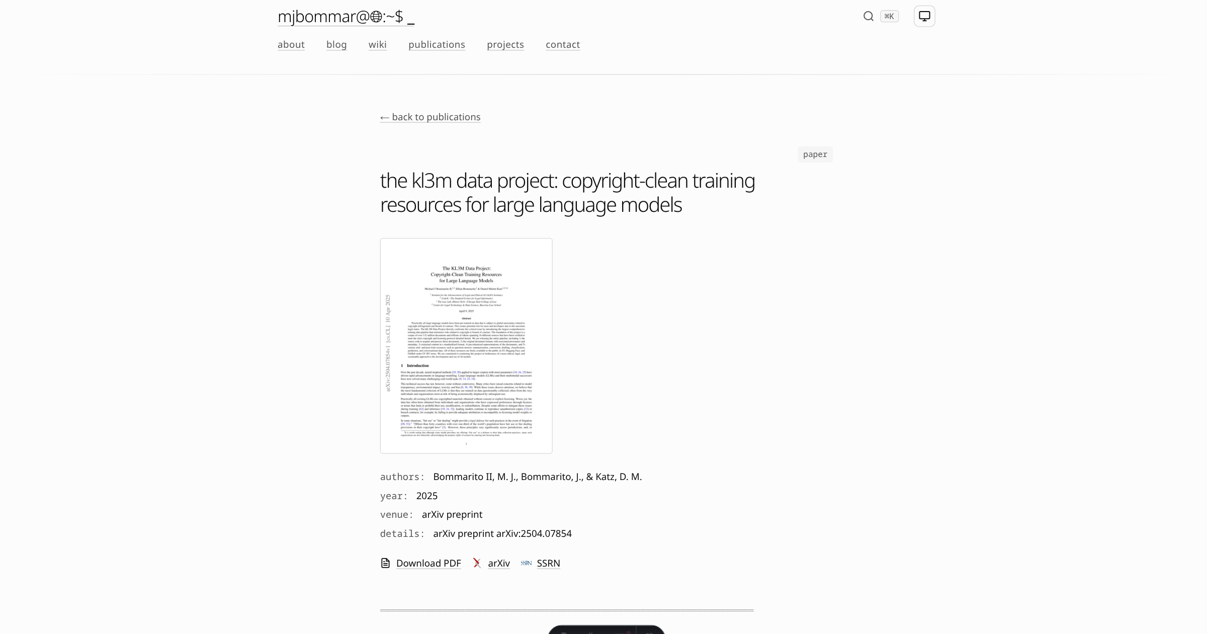 The KL3M Data Project: Copyright-Clean Training Resources for Large Language Models | mike bommarito